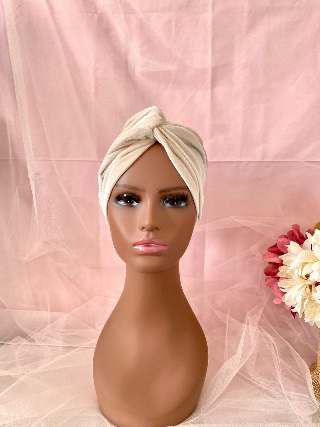 Velvet Turban, Beige Turban Headwrap, Ivory Turban, Stylish Turban ...