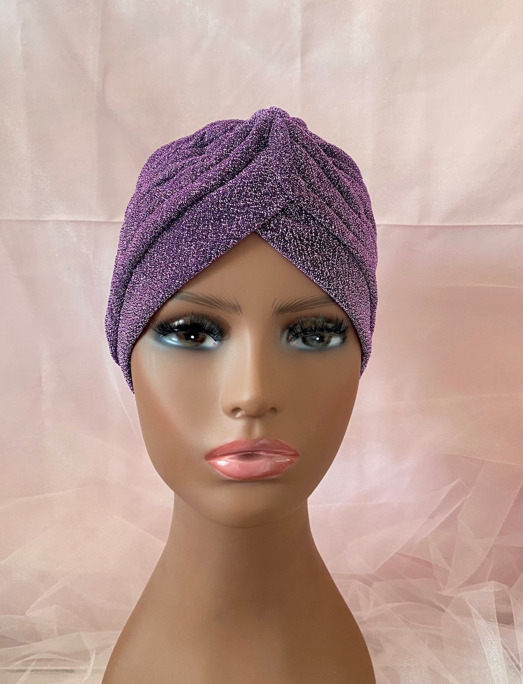 Purple Sparkly Turban, Turban Headwrap, Turban Hat, Turban Cap, Turban ...