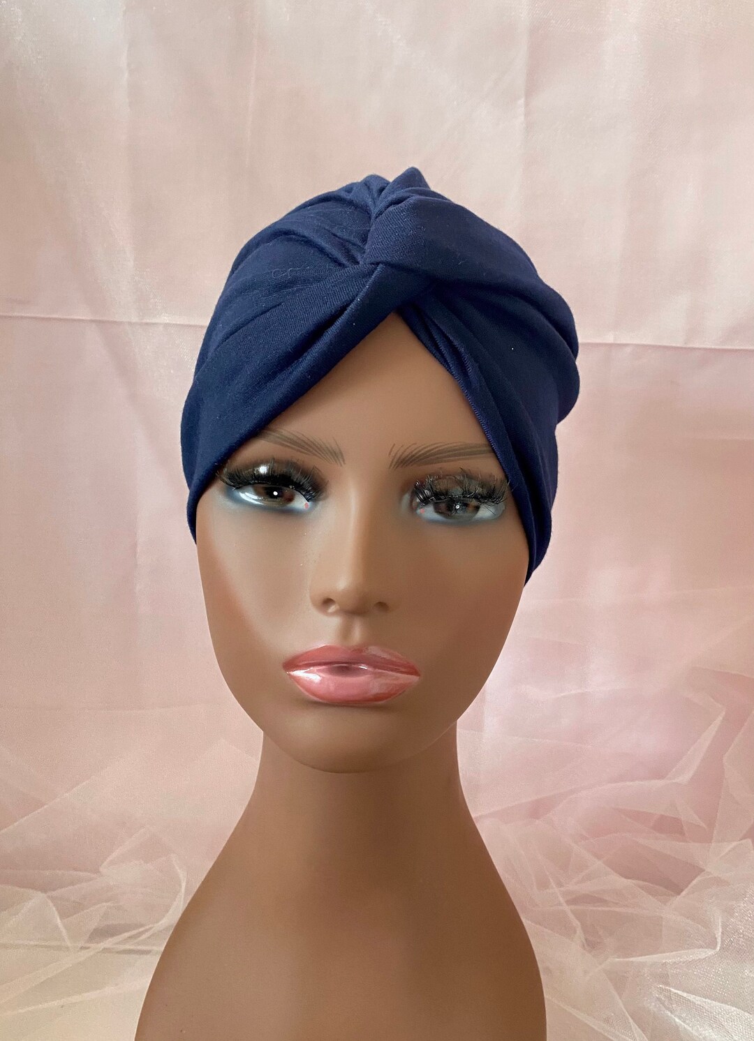 Turban Navy Blue, Cotton Blue Turban, Blue Turban Headband, Chemo Hat ...