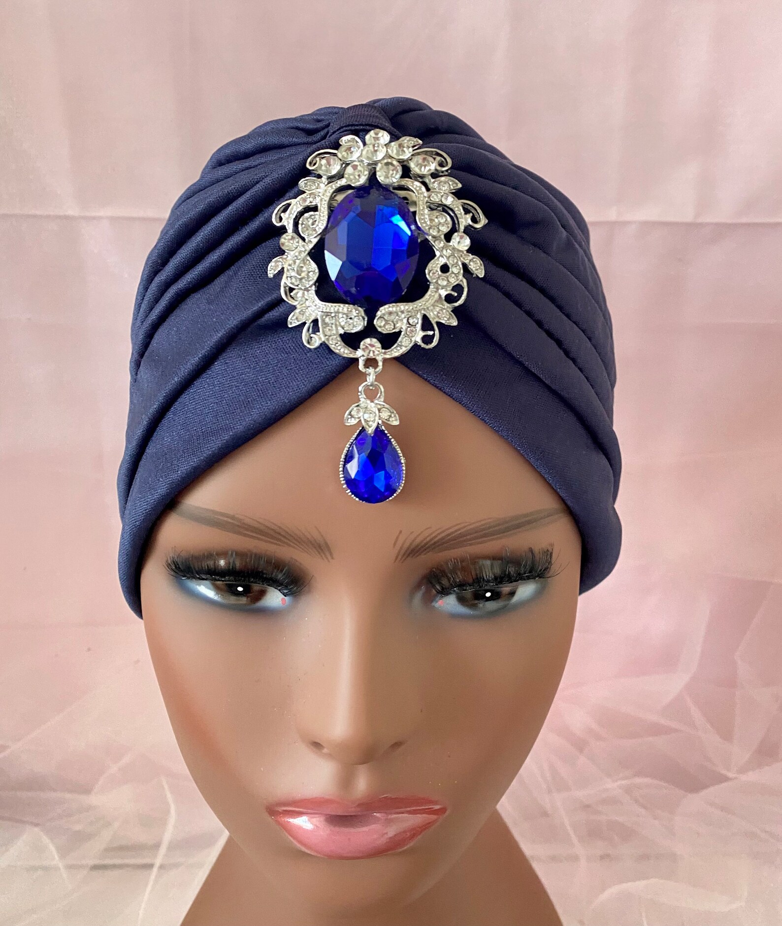 Turban Cap Blue Fancy Turban Hair Snood Turban Headwrap - Etsy