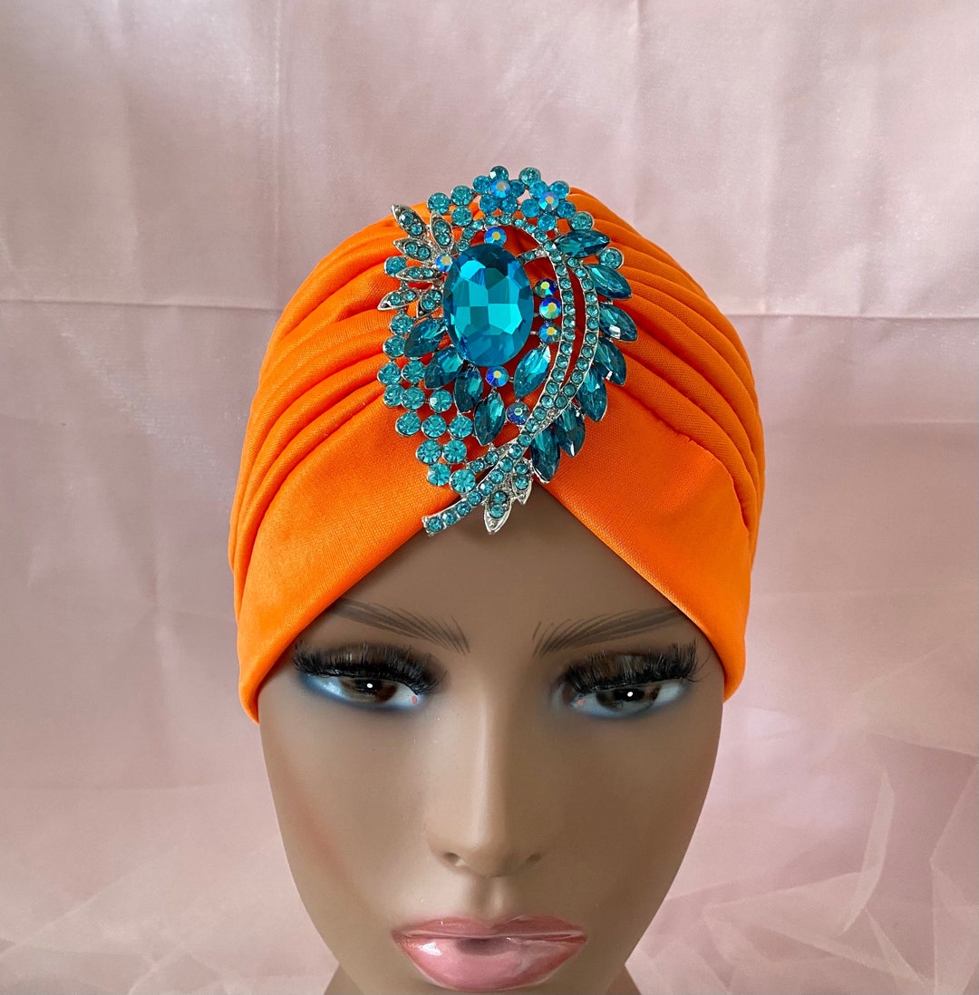 Womens Orange Night Out Hat , Cancer Patient Gift, Doo Rag Hat, Womens ...