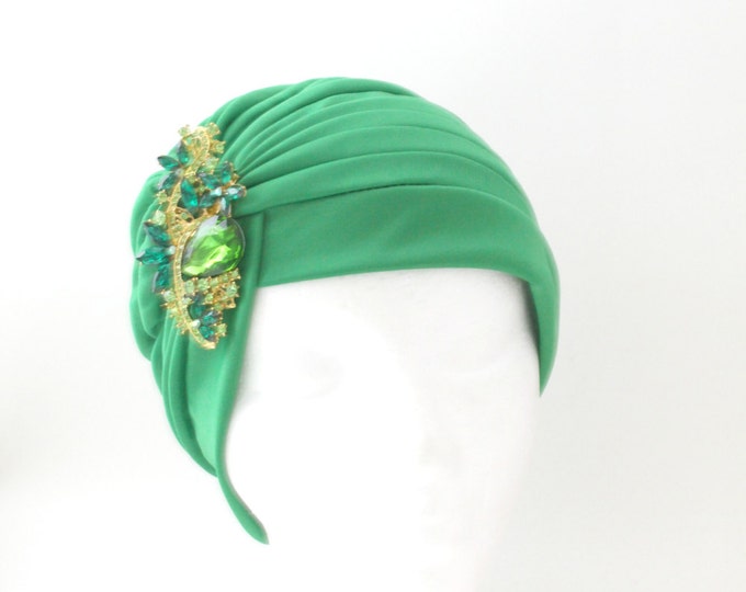 Womens Turban With Gold Crystal Brooch, Fashion Turban, Flapper 20s ...
