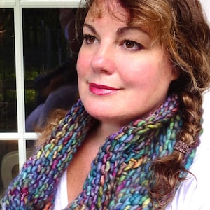 Autumn Rainbow Scarf Custom Double Loop Scarf Chunky Knit Autumn Purple ...