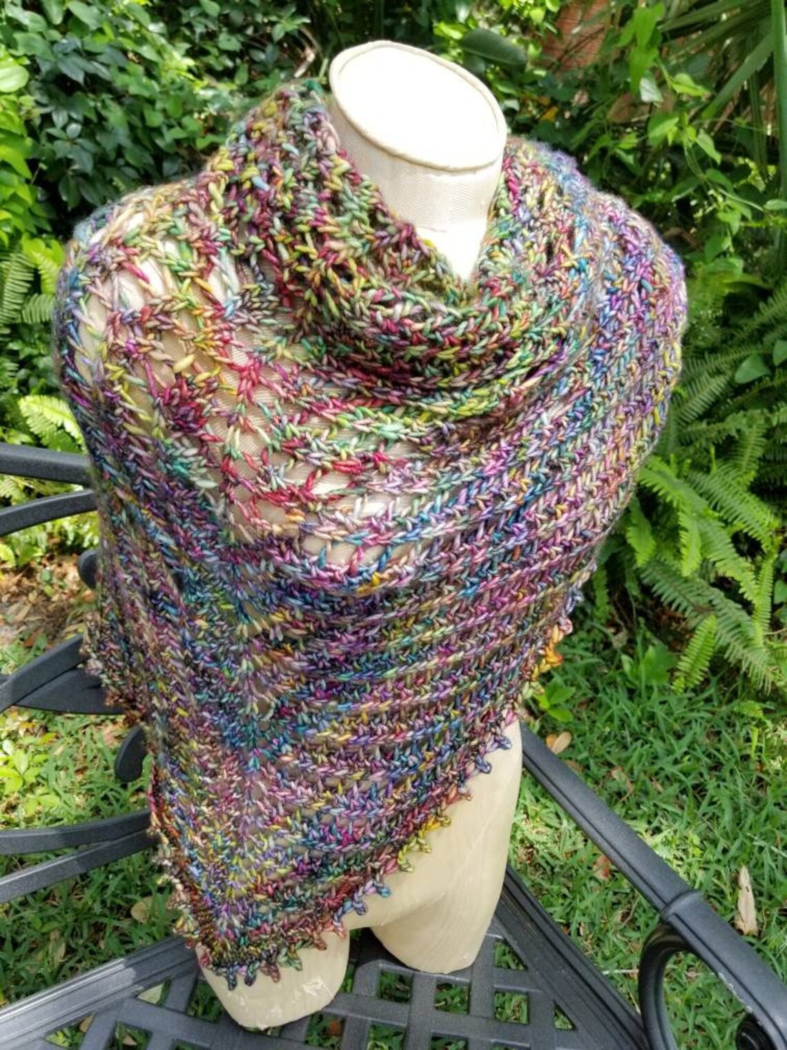 NEW Wrapped in Rainbows Summer Shawl Knit Triangle Lace Cape - Etsy