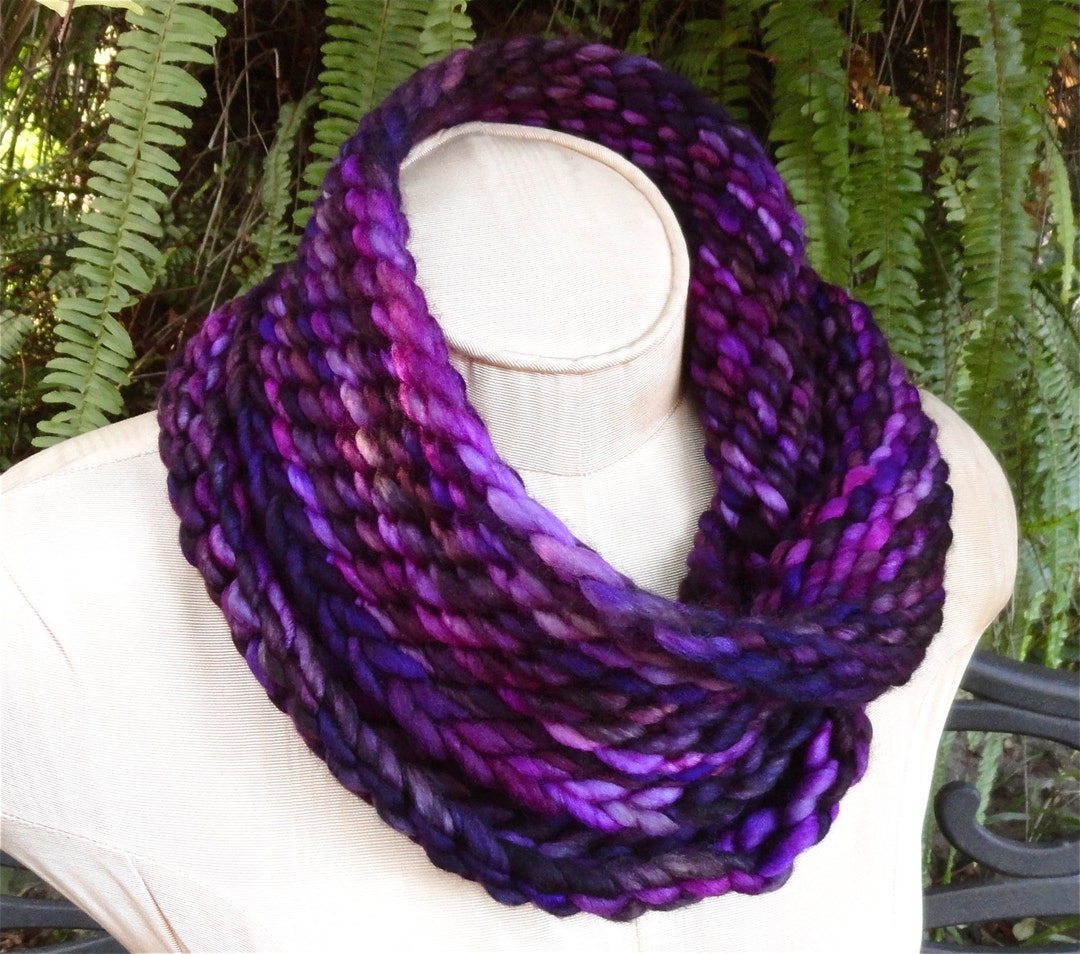 Wood Violet Cowl Double Loop Infinity Womens Scarf Chunky Winter Spring ...