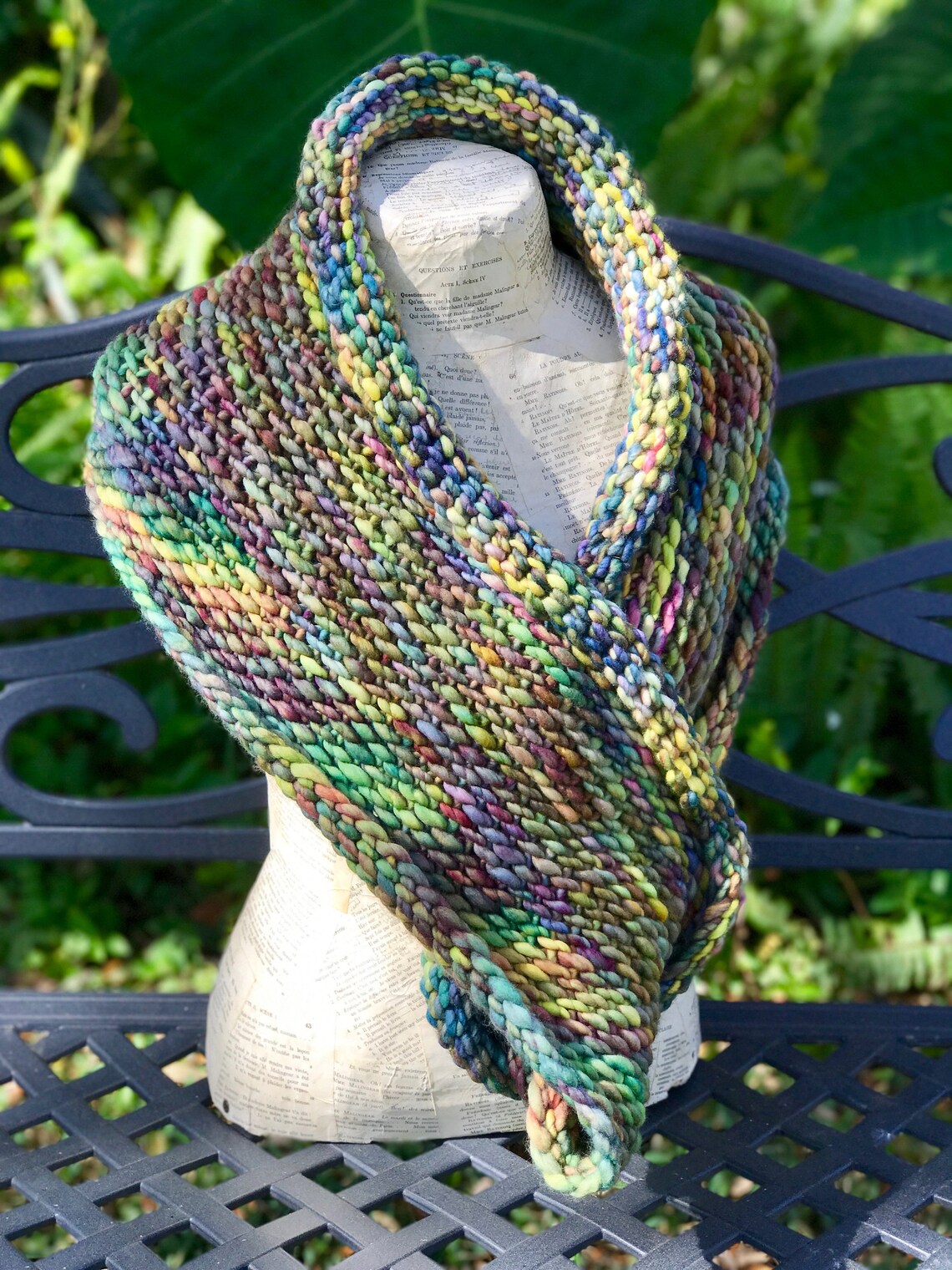 Autumn Rainbow Scarf Custom Double Loop Scarf Chunky Knit | Etsy