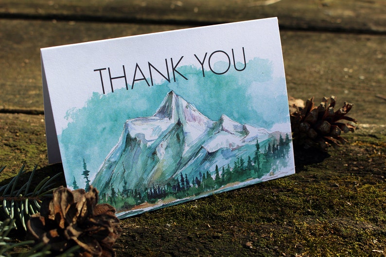 Watercolor Mountain / National Park Thank You Card : Dco - Etsy