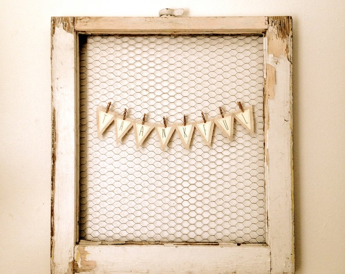White Window Frame With Chicken Wire, Sparkly Clothespins, and Mini ...