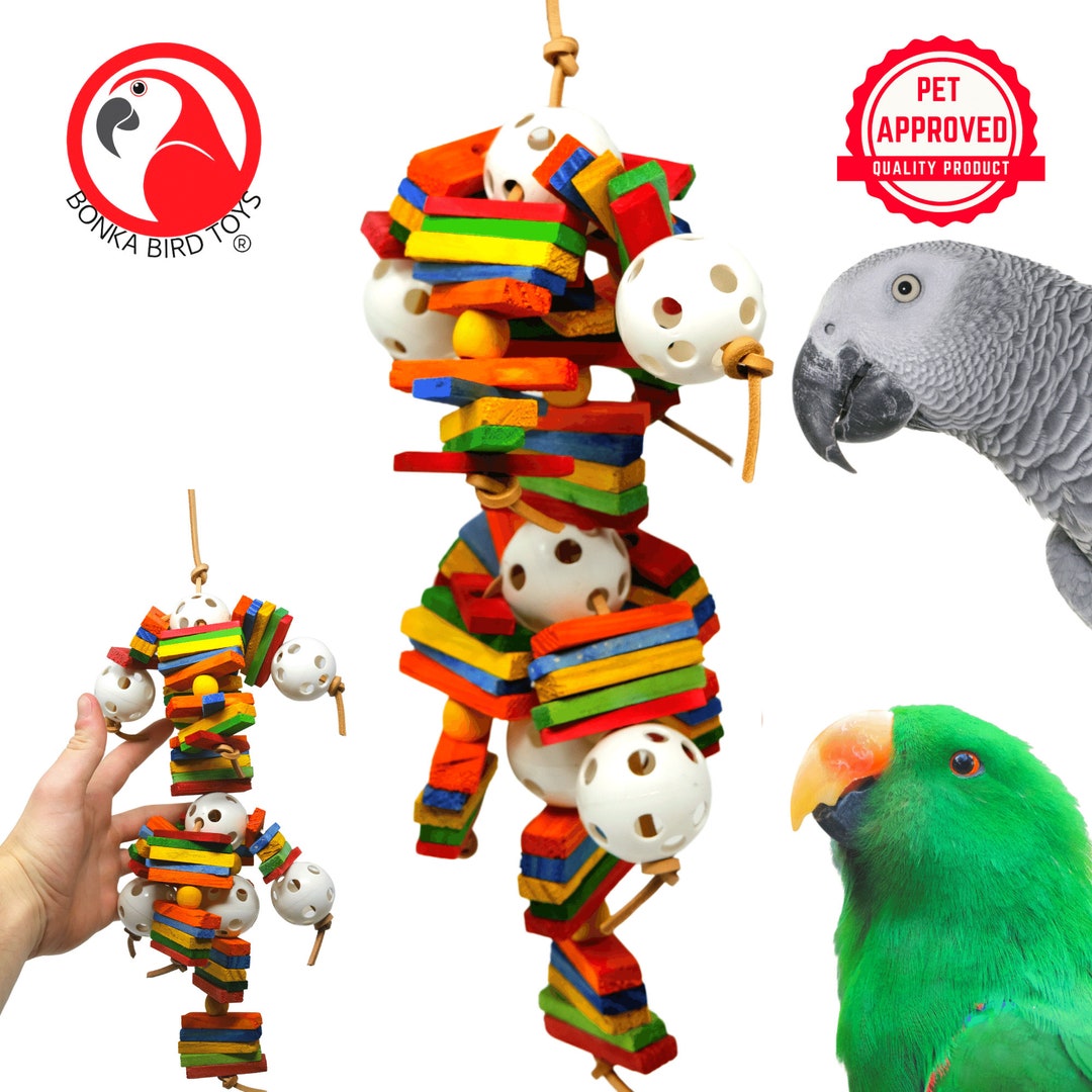 Bonka Bird Toys 2583 Big Stick Ball Wood Chew Forage Parrot Cage Toy - Etsy