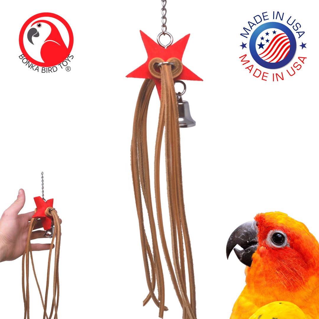 Bonka Bird Toys 2428 Star Chaser Wood Leather Medium Chew Bird - Etsy