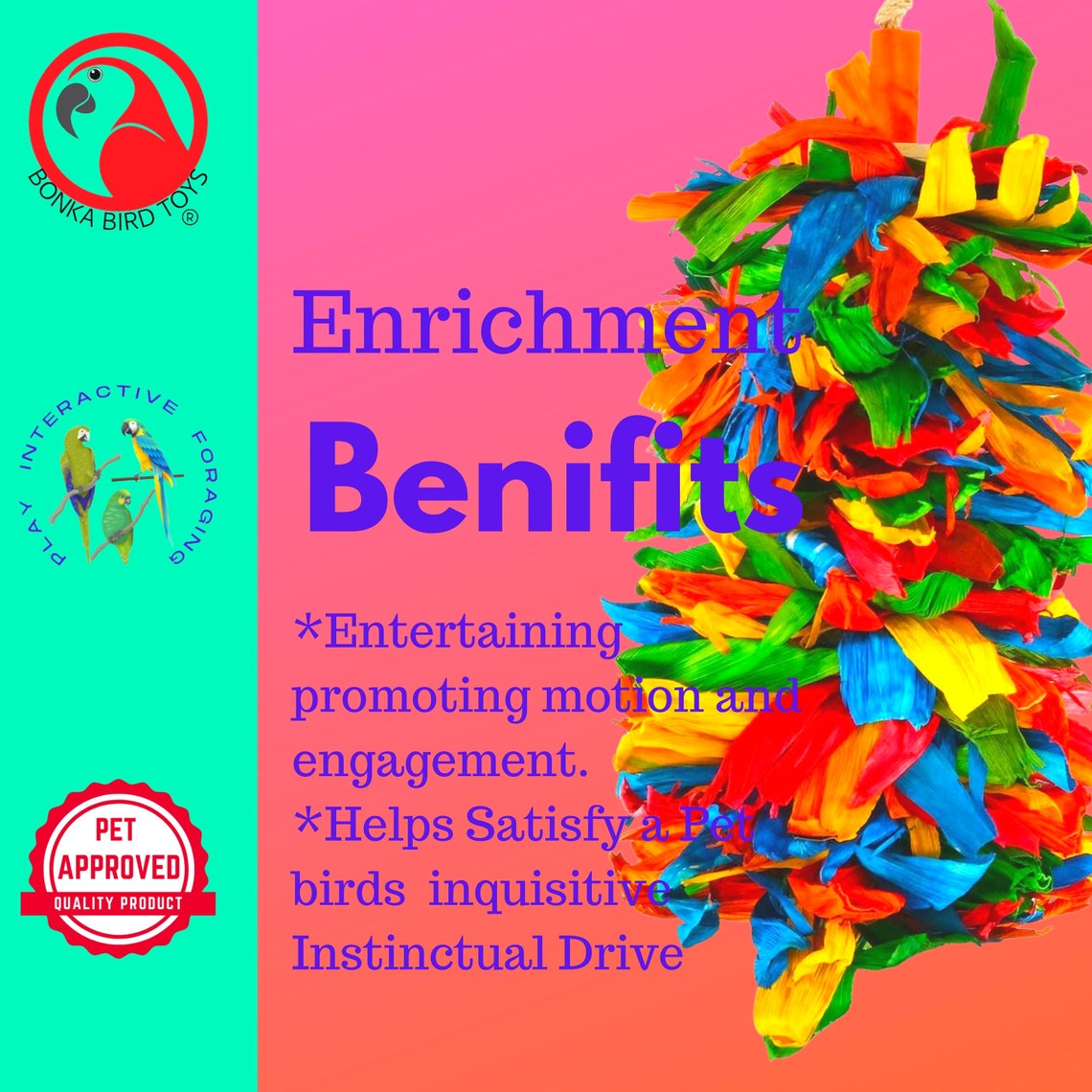 Bonka Bird Toys 3619 Huge Corn Silk Cascade Colorful Natural - Etsy