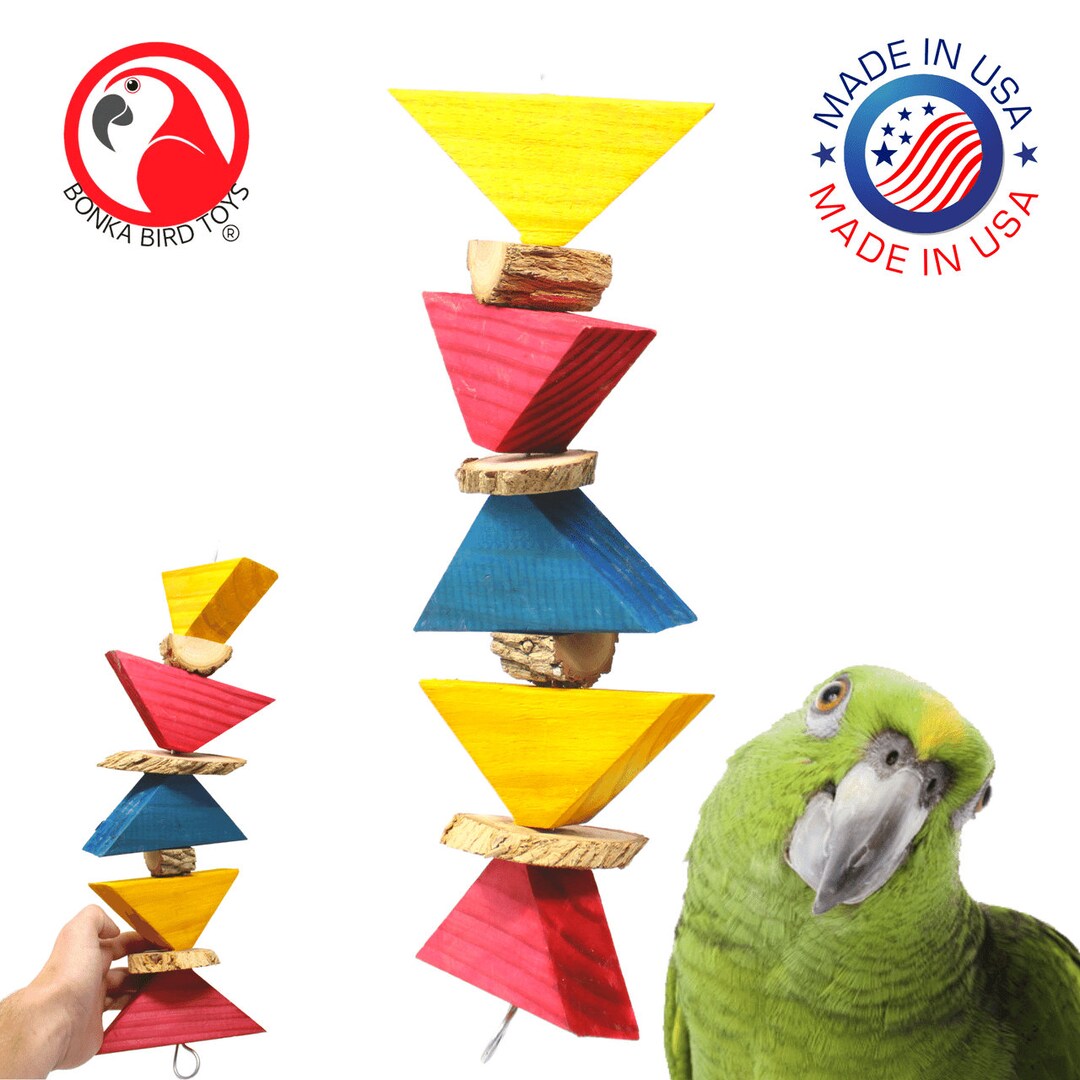 Bonka Bird Toys Colored Chunky V Tower All Size Wood Chew Bird - Etsy