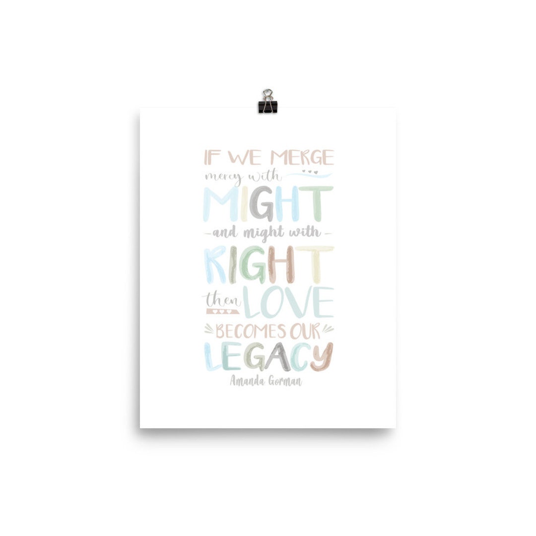 Amanda Gorman Poem "the Hill We Climb" 8x10matte Art Print Quote/love ...