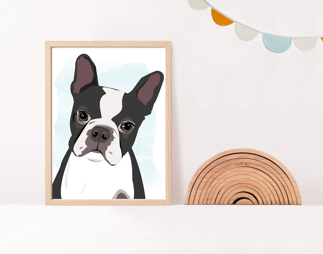 Boston Terrier Illustration Art Print/nursery Art Print/puppy Dog ...