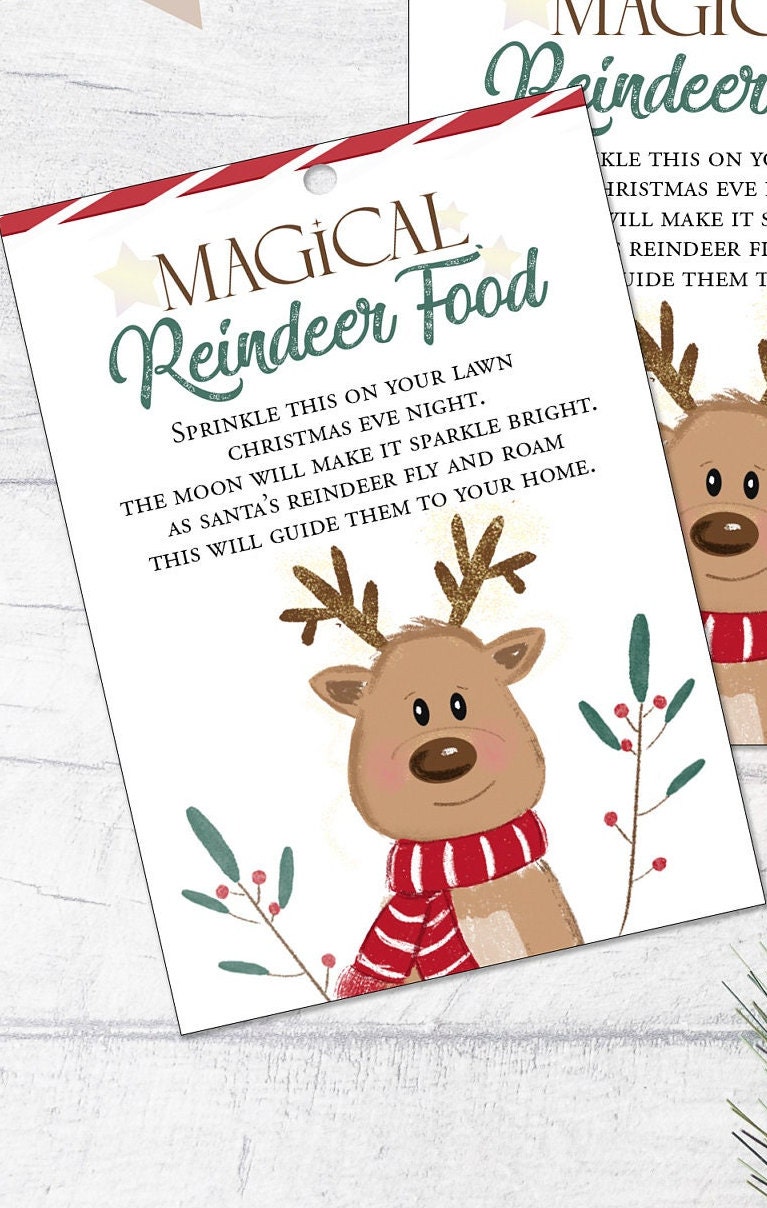 INSTANT DOWNLOAD - Printable Reindeer Food Tags, Magical Reindeer Food ...