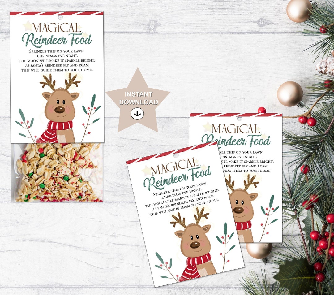INSTANT DOWNLOAD - Printable Reindeer Food Tags, Magical Reindeer Food ...