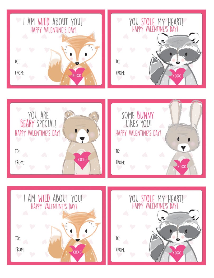 Printable Kids Valentine's Day Cards/classroom Valentine's Cards ...