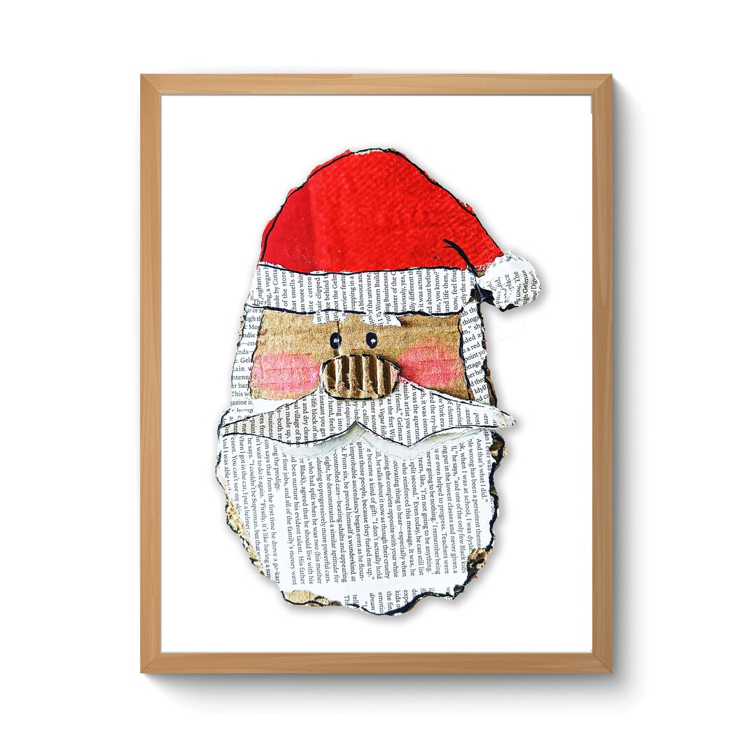 INSTANT DOWNLOAD - Santa Claus Art Print, Recycled Montage, Holiday Art ...