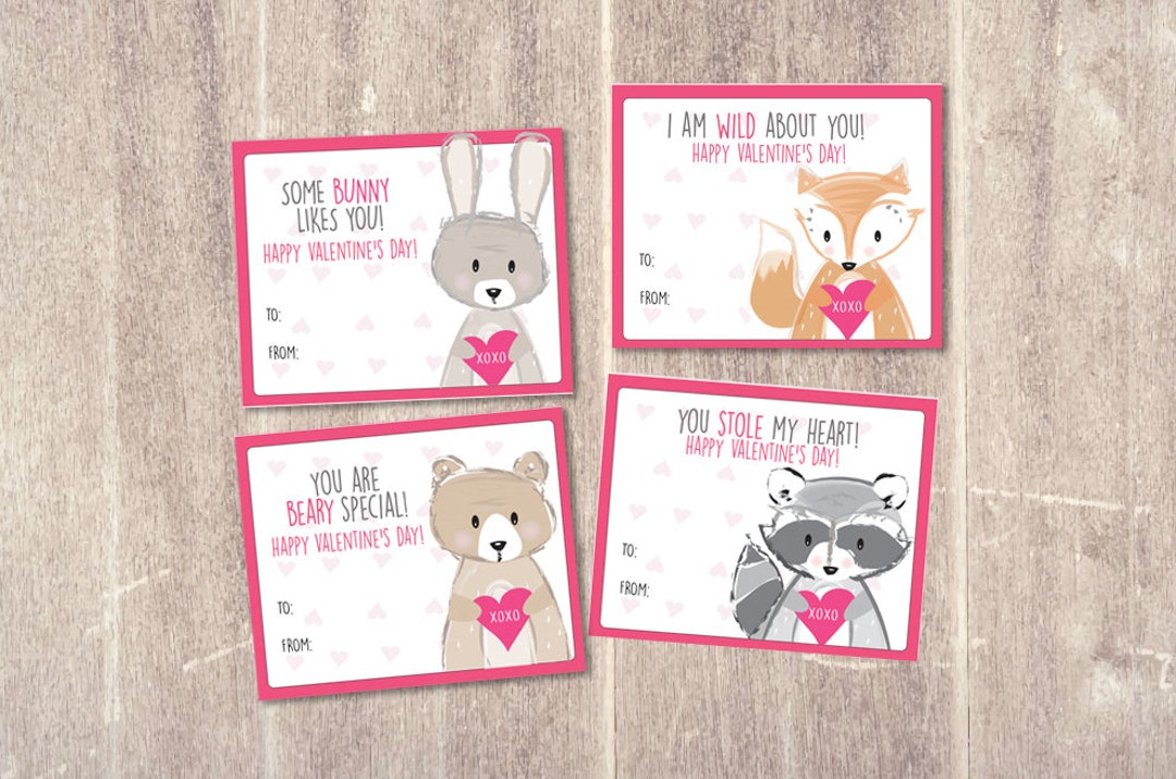 Printable Kids Valentine's Day Cards/classroom Valentine's Cards ...