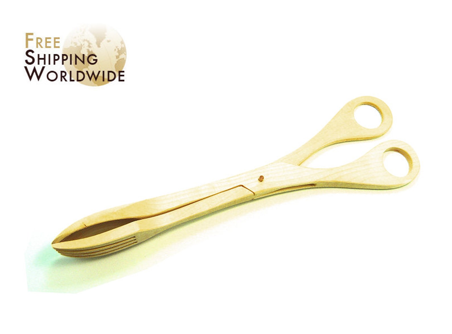 Wooden Scissors Kitchen Untesil for Serving Salads or Bread Large Size ...