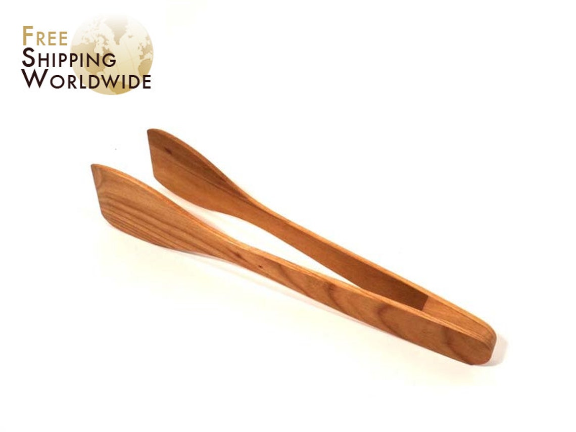 Wooden Wide Kitchen Tongs From Cherry Wood 41 - Etsy