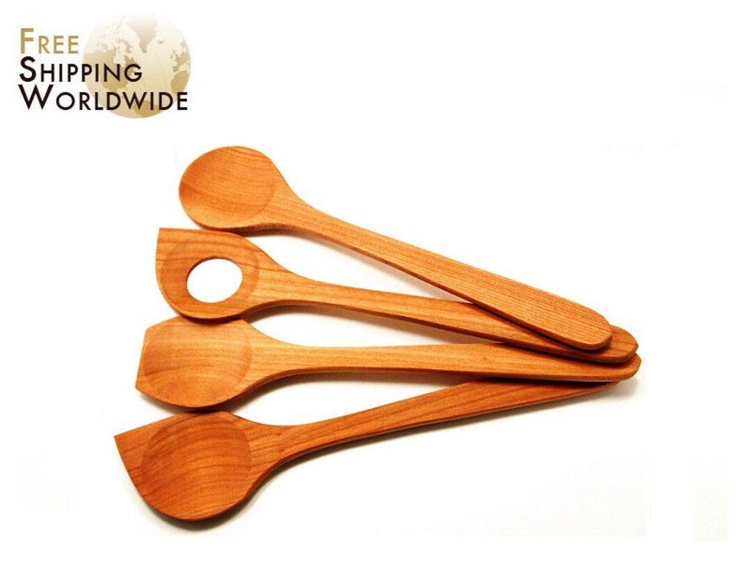 Wooden Spoons SET of 4 - Sauce Spoon - Spoon With Flat Bottom - Spoon ...
