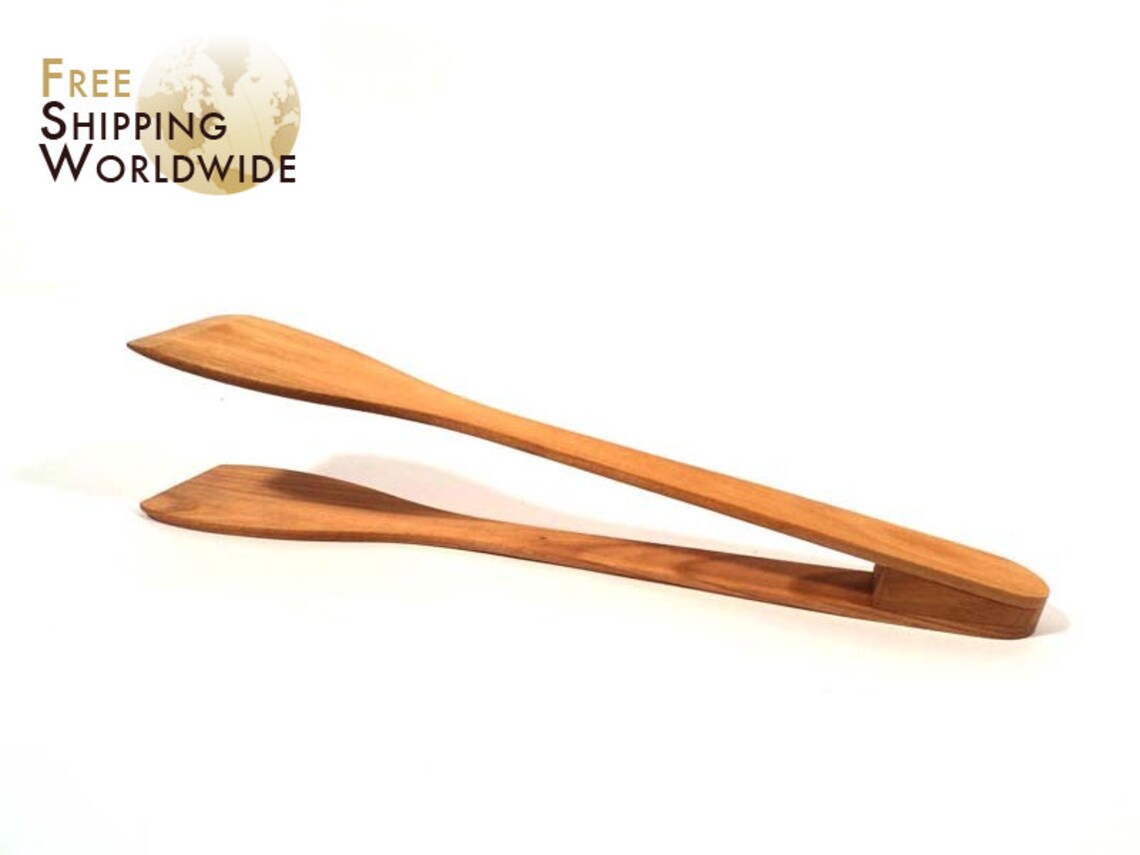 Wooden Wide Kitchen Tongs From Cherry Wood 41 - Etsy