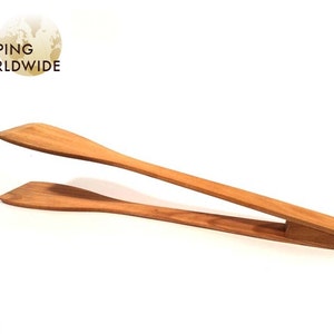 Wooden Wide Kitchen Tongs From Cherry Wood - 41 - Etsy