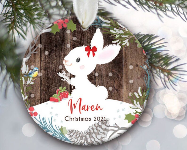 Rabbit Christmas Ornament Personalized Bunny Gift for - Etsy