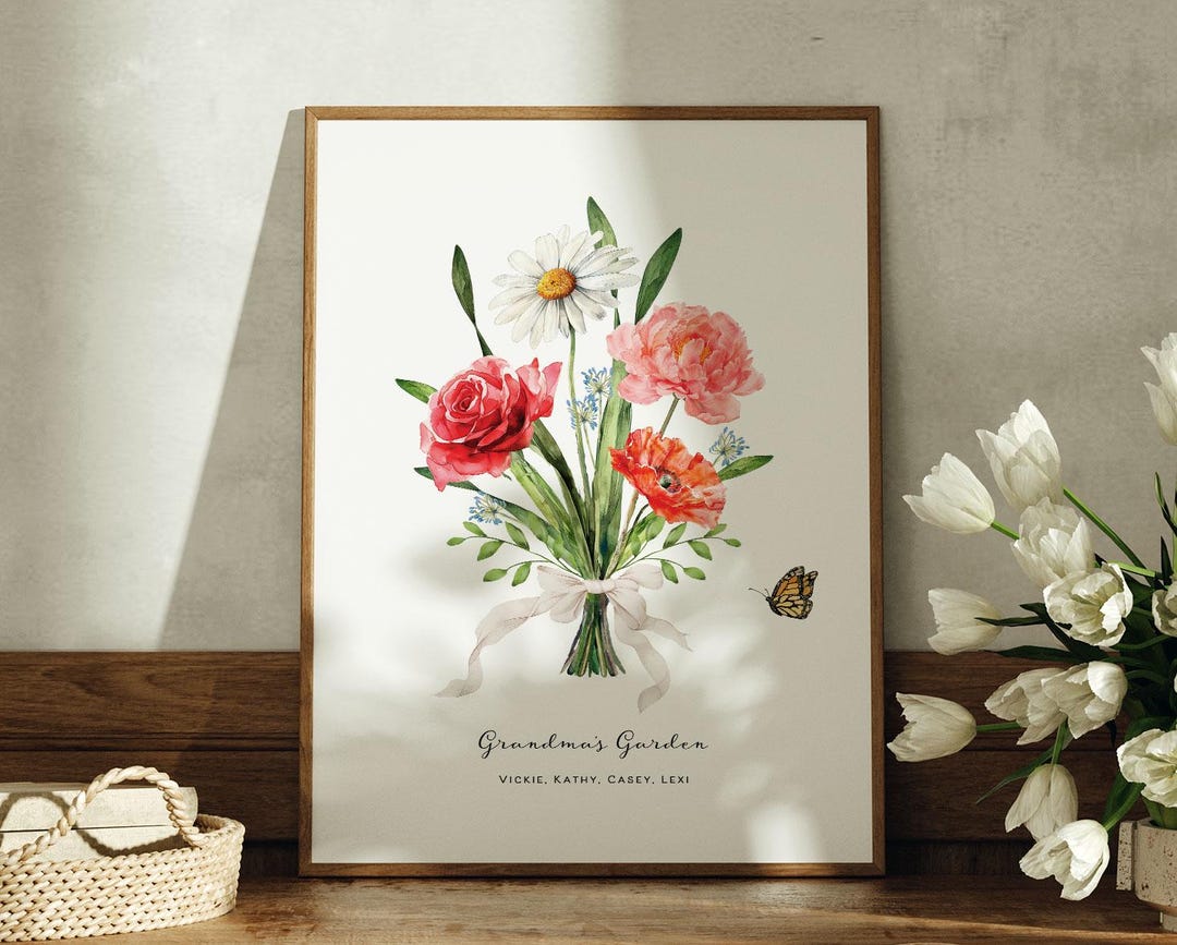 Grandma Garden Birth Flower Gift for Grandma From Grandchildren Custom ...