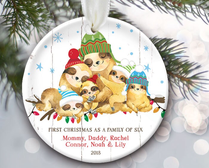 Sloth Family Ornament Sloth Ornament Personalized Christmas | Etsy