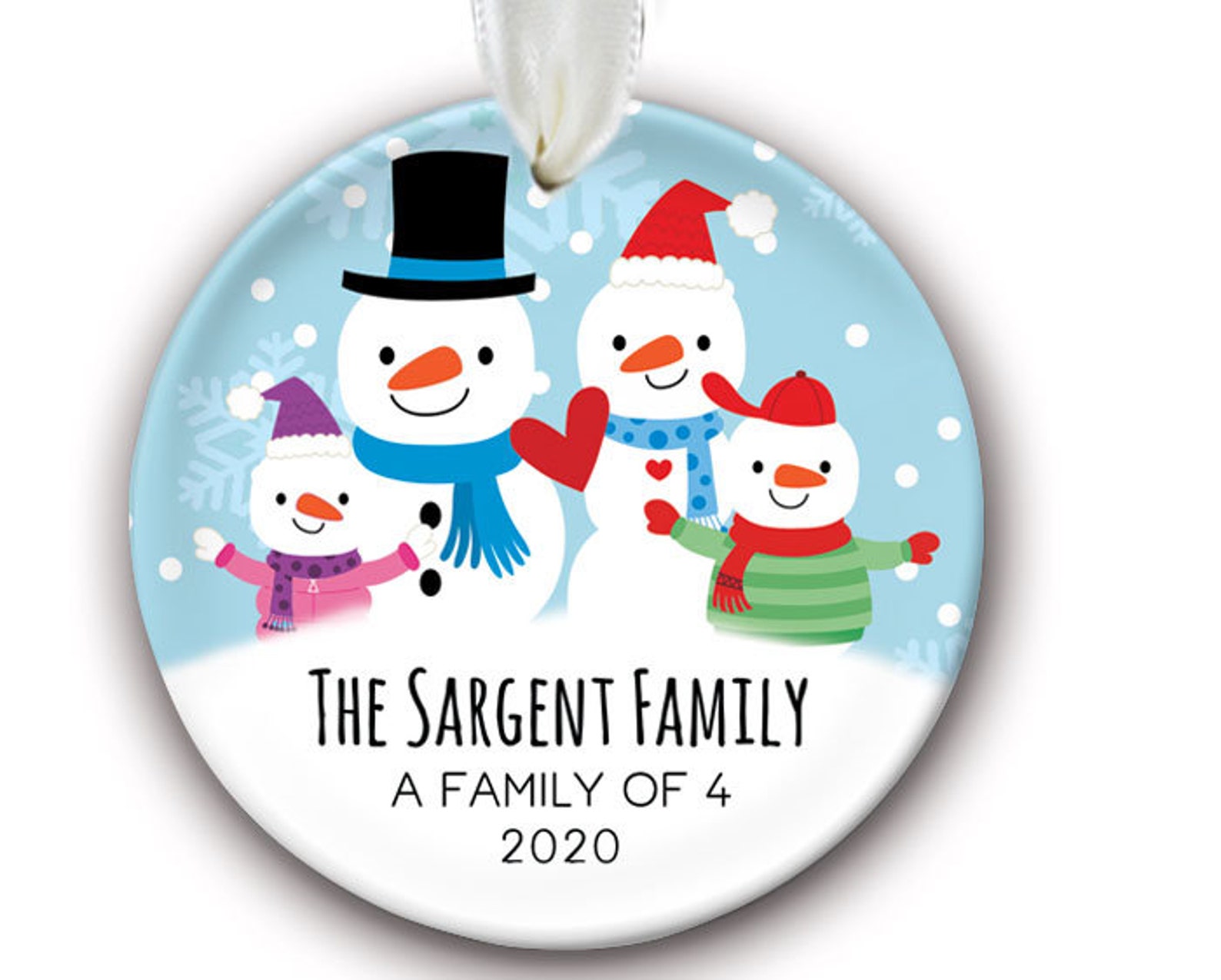 Family Christmas Ornament Snowman Family of 4 Four Snowmen - Etsy