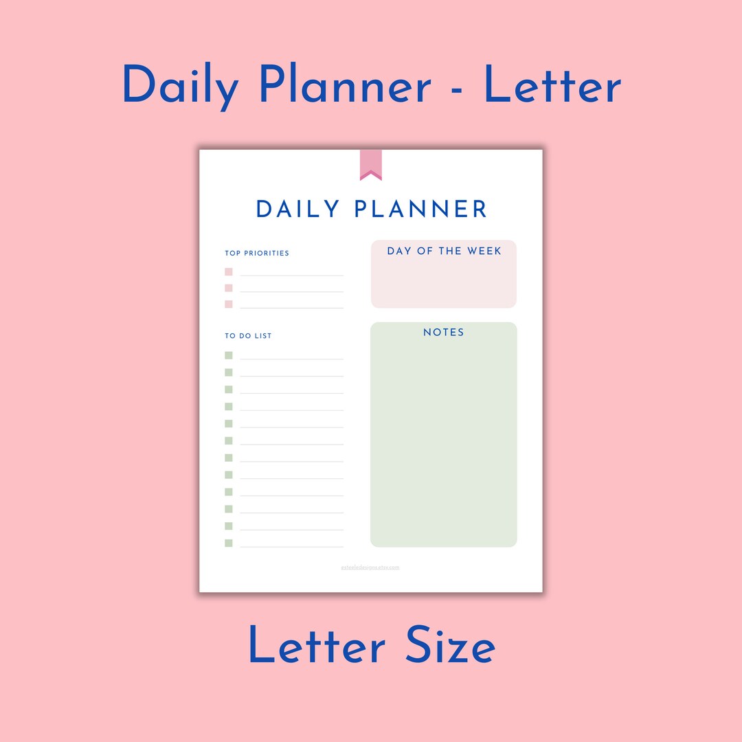 Daily Planner PRINTABLE - to Do List - Top Priority List - Letter - Etsy