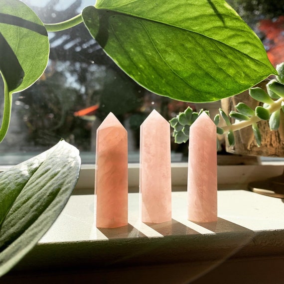 Obelisco de cuarzo rosa Torre de Cristal Herramienta Mágica | Etsy