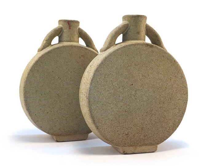Pair Vintage Southwestern Vases Handmade Stoneware Handled - Etsy