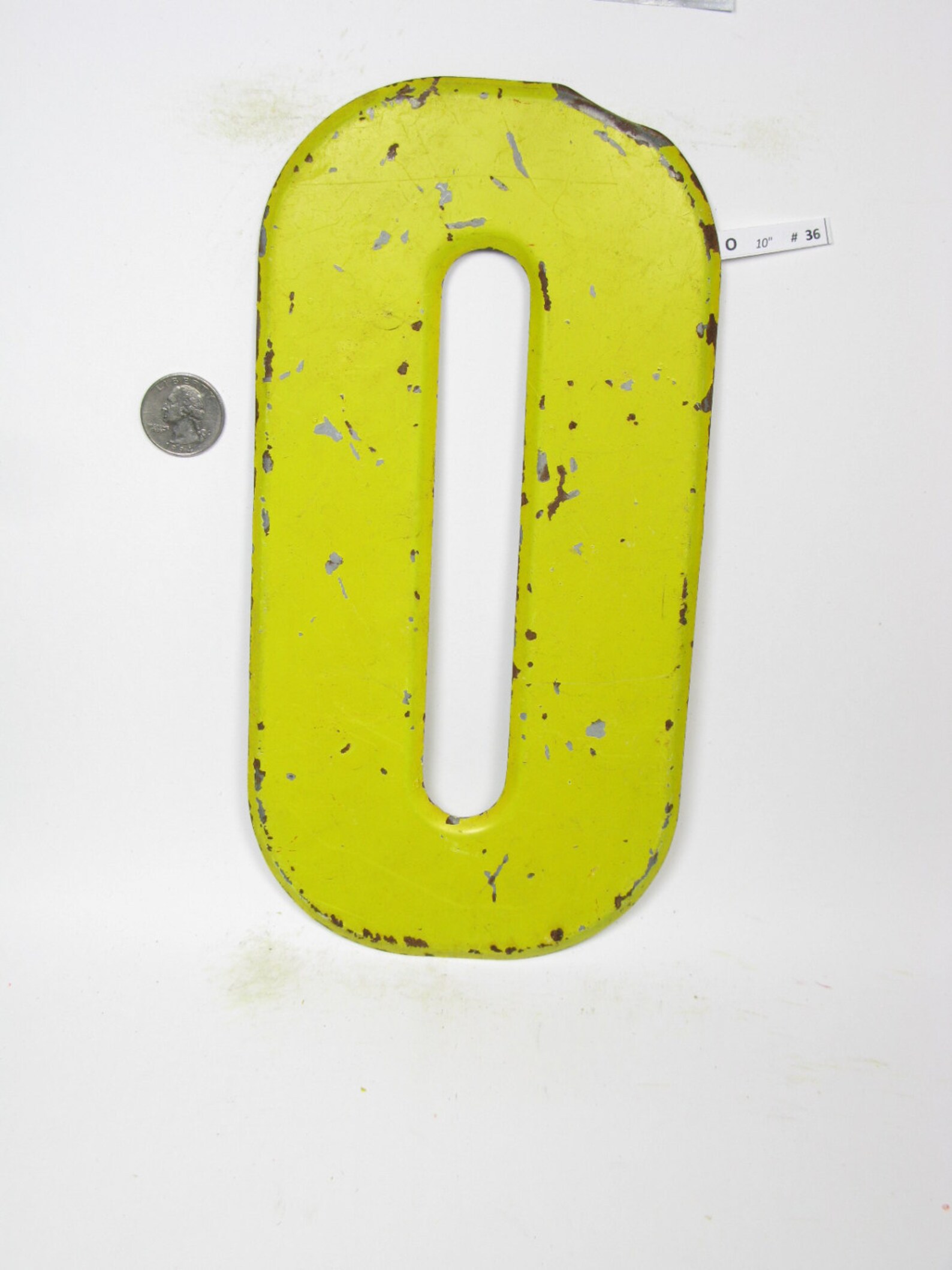10" Vintage Metal Number 0 Letter 0 Rustic Yellow - Marquee Signage ...
