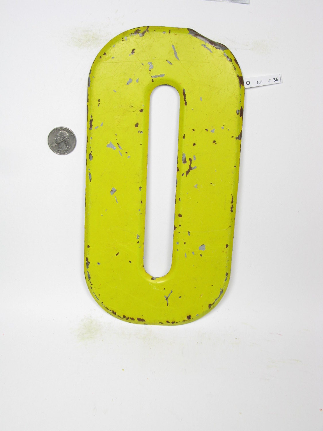 10" Vintage Metal Number 0 Letter 0 Rustic Yellow - Marquee Signage ...