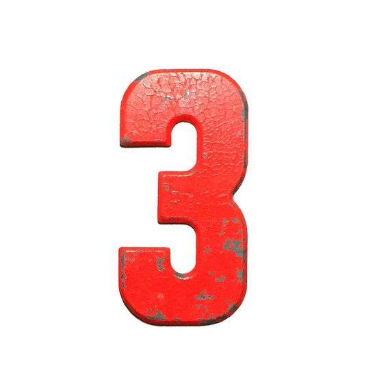 7 1/2 Vintage Metal Number 3 Red/Orange Marquee | Etsy