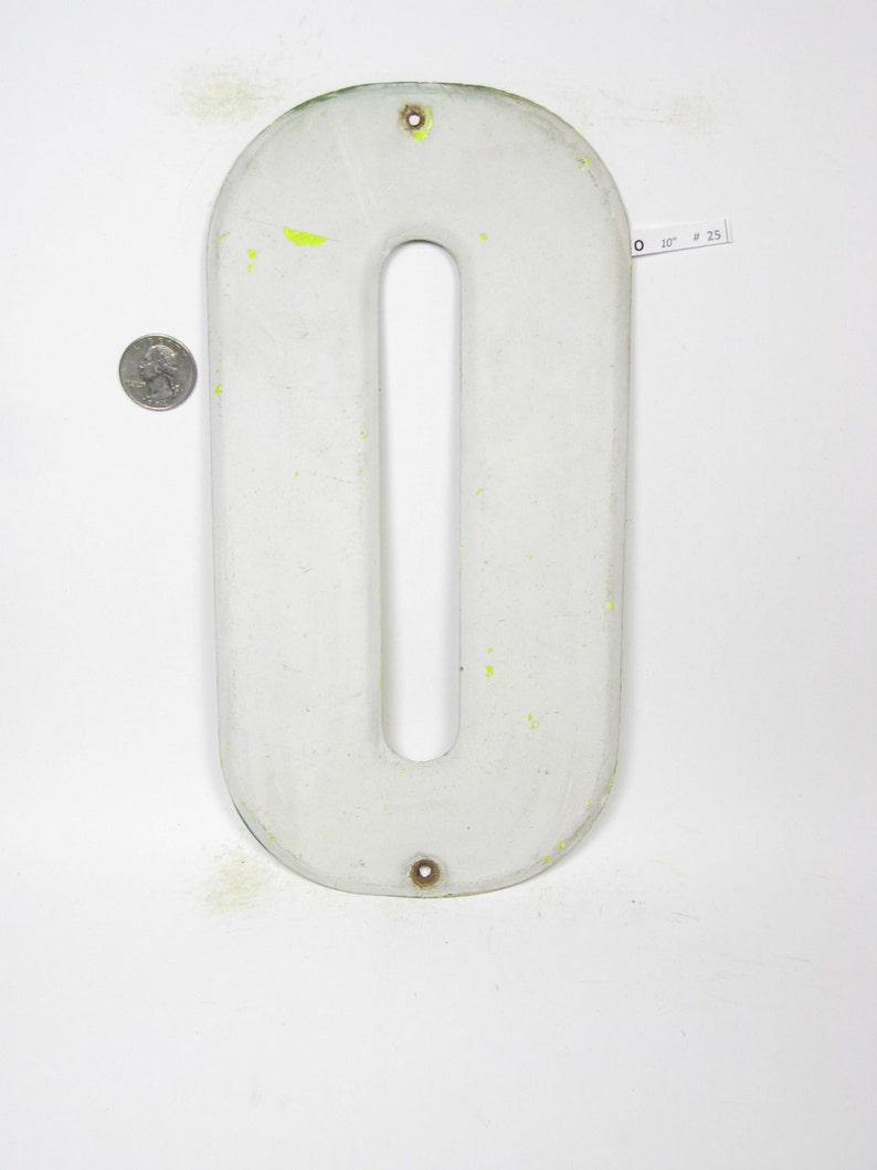 10" Vintage Metal Number 0 Letter 0 Gray - Marquee Signage Sign ...