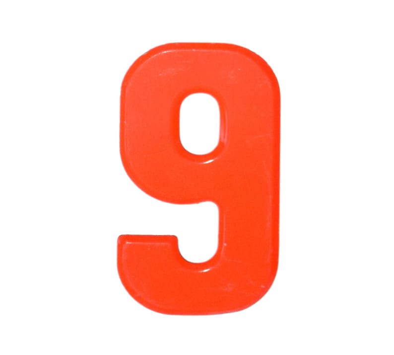 7 1/2" Vintage Metal Number 9 Red/orange - Marquee Signage Nine Sign ...