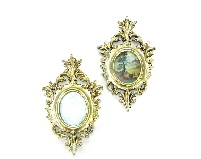 Pair Vintage Ornate Small Wall Picture Frames Set Tiny - Etsy