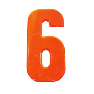 7 1/2" Vintage Metal Number 6 - Red Orange Marquee Signage Number Six ...