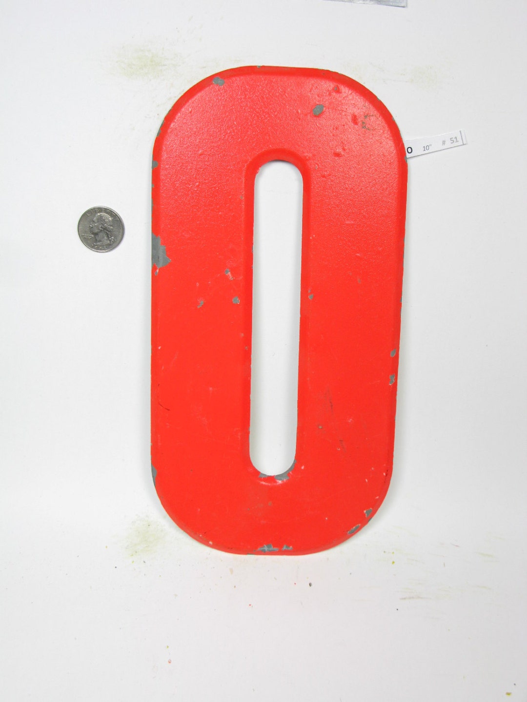 10" Vintage Metal Number 0 Letter 0 Red - Marquee Signage Sign ...