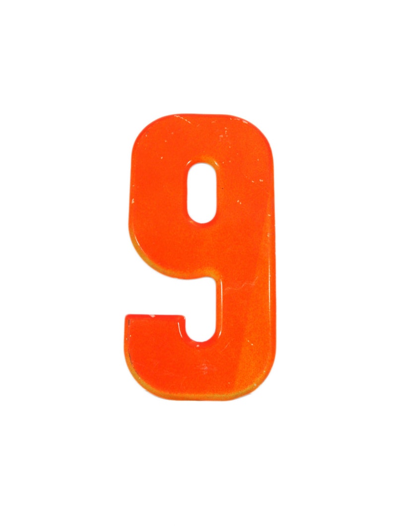 7 1/2" Vintage Metal Number 9 Red/orange - Marquee Signage Nine Sign ...