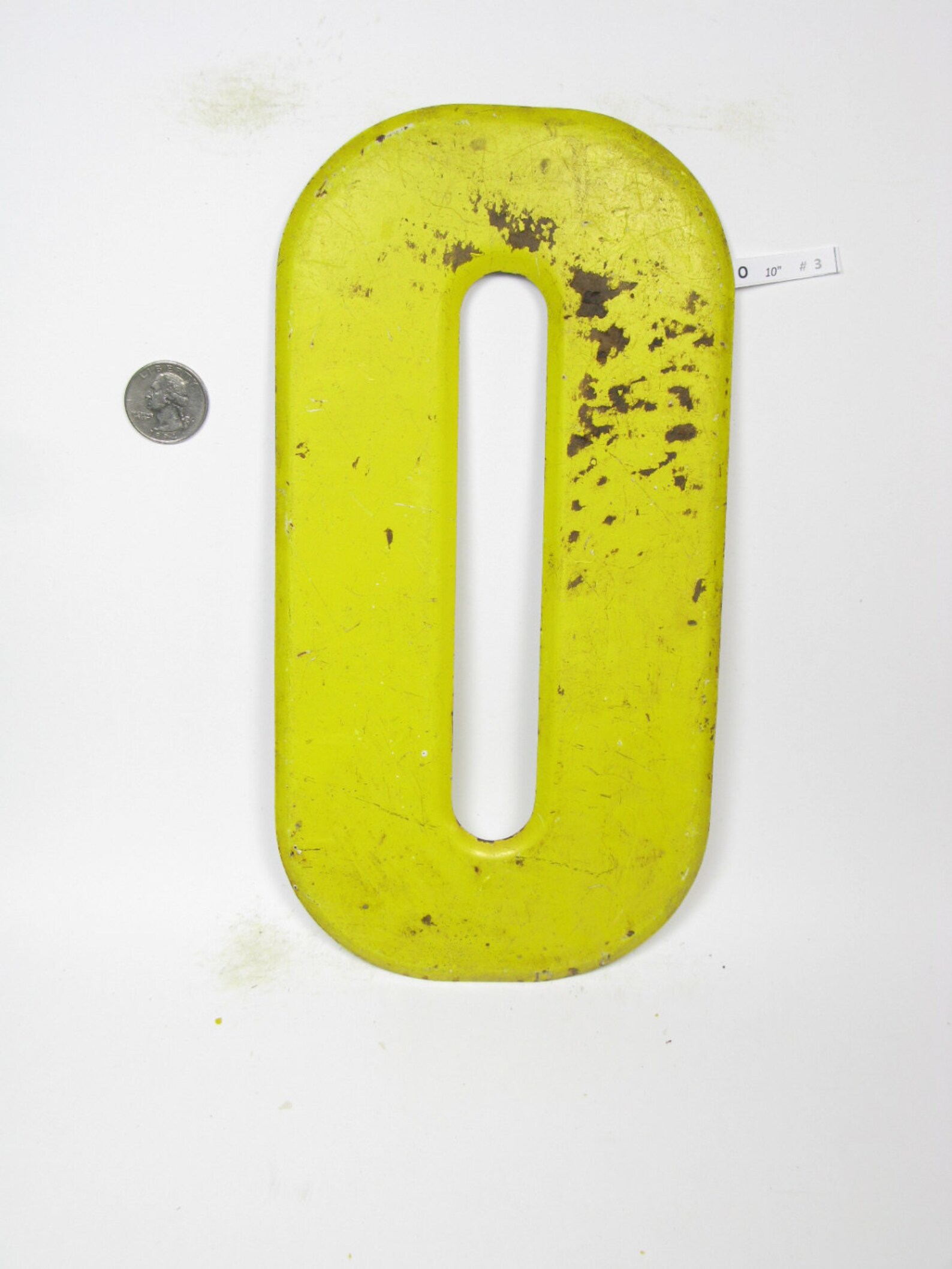 10" Vintage Metal Number 0 Letter 0 Rustic Yellow - Marquee Signage ...