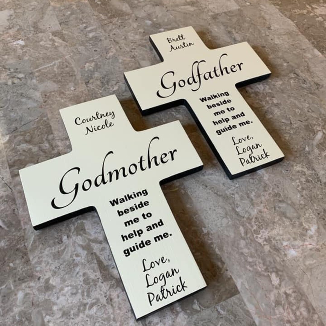 Personalized Crosses for Godparents | Wood Wall Cross for Godmother ...