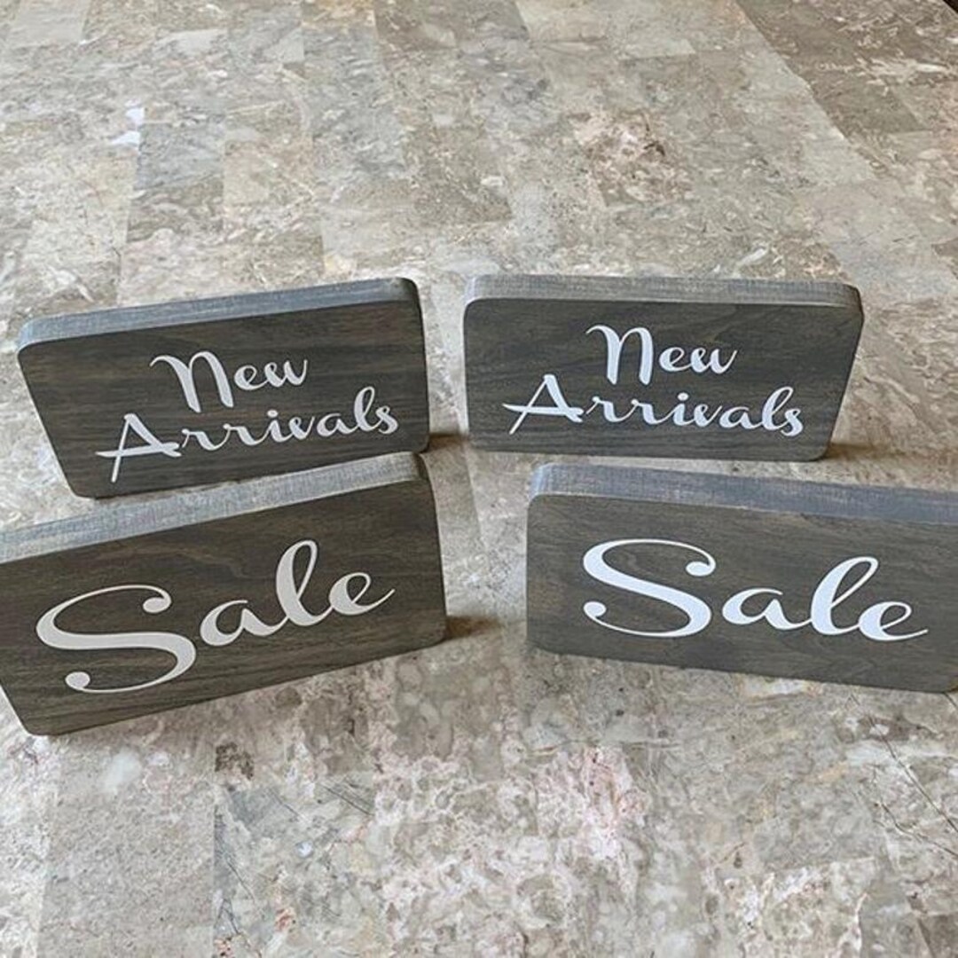 Retail Signs | Stand up Signs | Shelf Wooden Sitter | Set of 4 ...