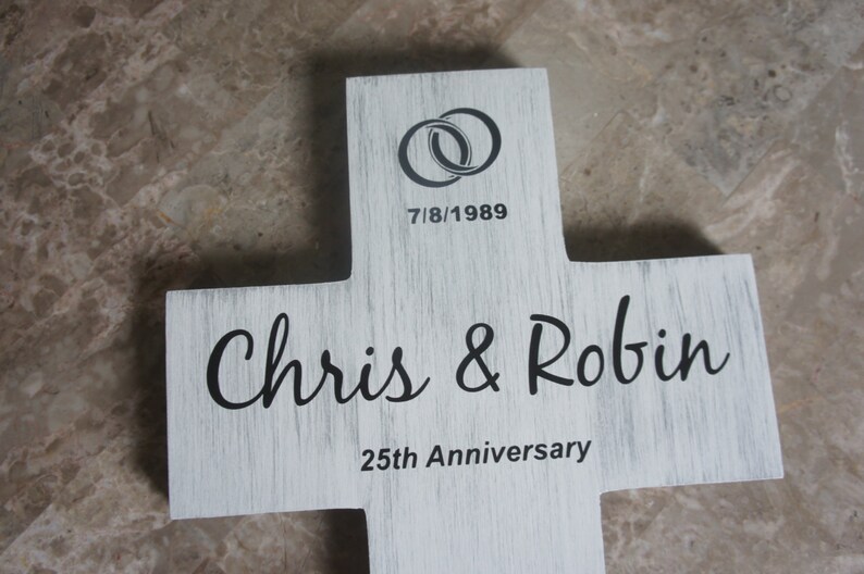 Silver 25th anniversary Wedding Wall Cross Personalized First | Etsy