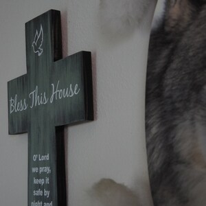 Family Size Cross Bless This House Distressed Sage Green. Meaningful ...