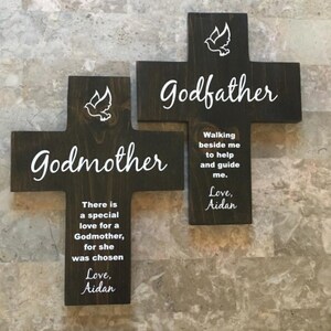 Personalized Godparent Wood Cross Set: Baptism Christening Gift Size 9 ...